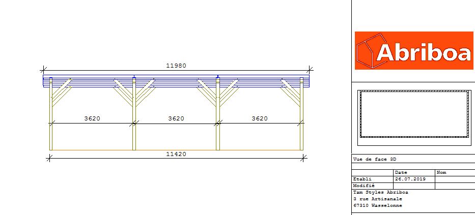 Plan Hangar Bois Monopente