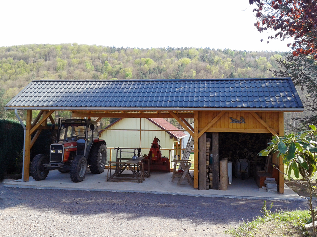 Hangar bois 2 pans décalés | Kit robuste 6 poteaux - Abriboa